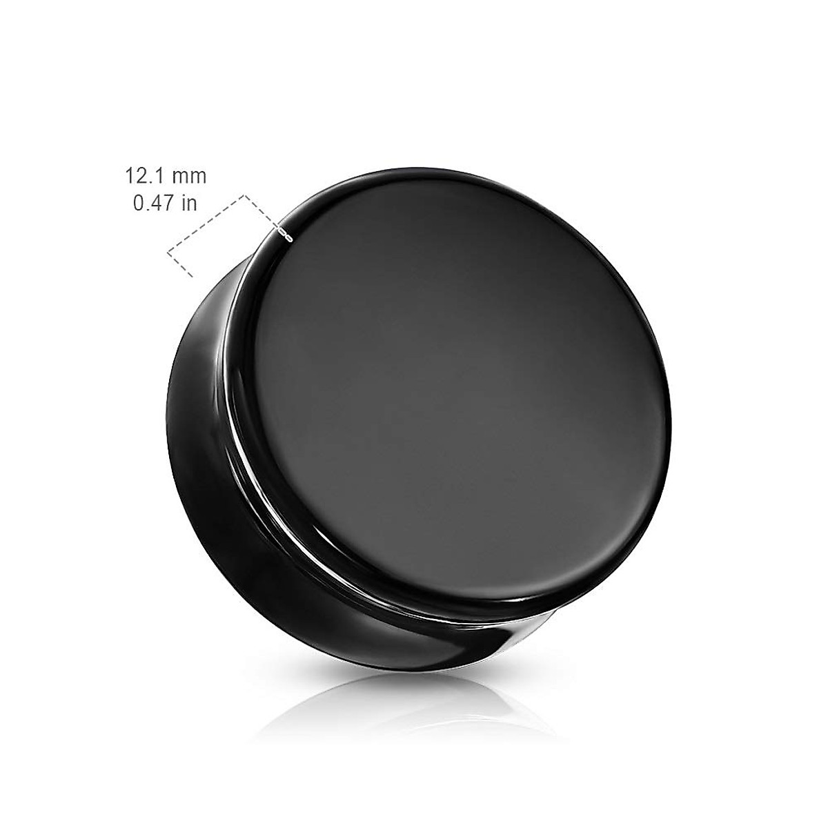 Pierced Owl Natural Black Obsidian Stone Double Flared Plug Gauges, Sold as a Pair (12mm (1/2"))