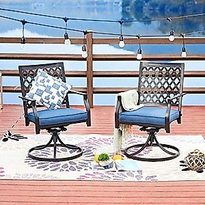 LOKATSE HOME Patio Swivel Rocker Chairs Furniture Metal Outdoor Dining Chairs with Cushion Set of 2