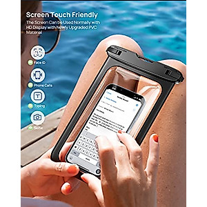 Lanhiem 10.5" Large Waterproof Phone Pouch, 2 Pack Universal IPX8 Waterproof Dry Bag with Lanyard for iPhone 14/13/12 Pro Max, Samsung Galaxy S23 Ultra, S22 S21 S20 FE, Google Pixel 7 6A, Black+Black