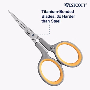 Westcott 13866 Sewing Titainum Bonded Straight Embroidery Scissors, Standard