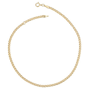 Kooljewelry 10k Yellow Gold 2.3 mm Link Chain Anklet (adjusts to 9 or 10 inch)