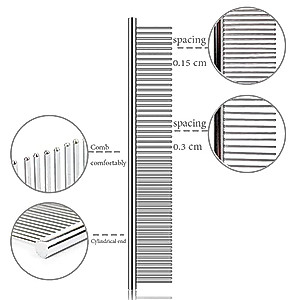 SKYPIA 5 Pcs Dog Comb Tear Stain Remover for Dogs Flea Comb Dog Combs for Grooming Small Dogs Flea Comb for Cats Dog Grooming Kit Pet Combs Small Dog Combs