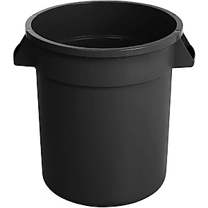 PRO&Family 41 Qt. 10 Gallon 38 Liters Black Round Commercial Trash Can and Lid. Kitchen Garbage Can Recycle Bin Trash Can Outdoor