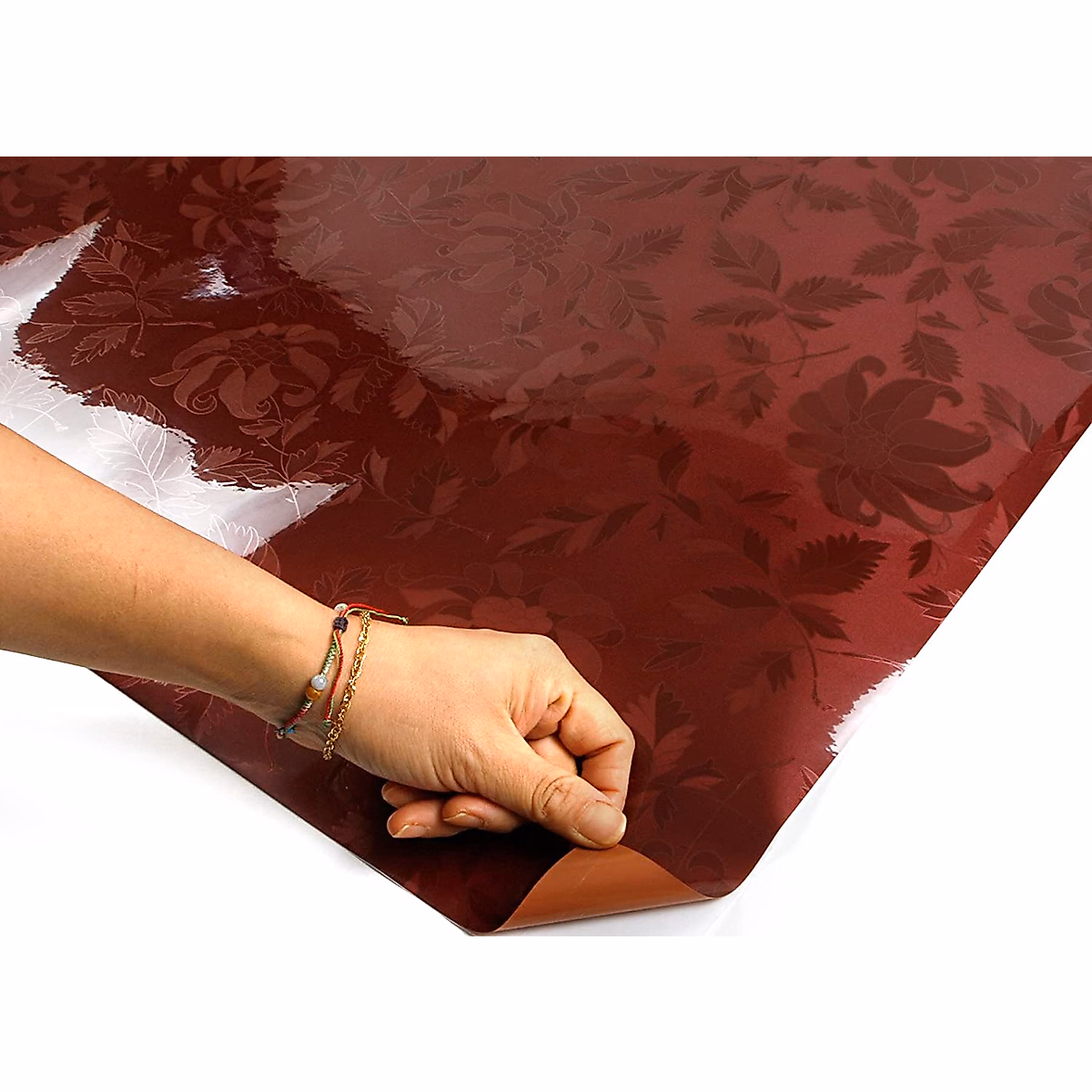 ROSEROSA Peel and Stick PVC Instant Floral Decorative Self-Adhesive Film Countertop Backsplash Olivia Red Wine (PGS9200-6 : 1.96 Feet X 6.56 Feet)