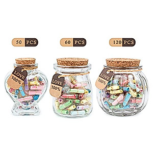XHDAI Capsule Letters Message in a Bottle Glass，Capsule Message Pills/Love Letter/Cute Gifts Ideas for Boyfriend/Girlfriend. (Transparent 60PCS)