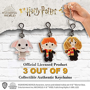 Plush Harry Potter Keychains Set – 3 Washable, Polyester Figures Including Hermione, Ron & Dobby – Harry Potter Gifts, Accessories, Collectibles, Party Favors, Merch by PMI, 4.5 In.
