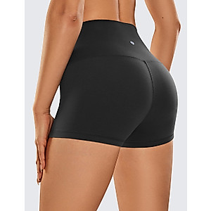 CRZ YOGA Womens Butterluxe Biker Shorts 2.5 Inches - High Waisted Yoga Workout Running Volleyball Spandex Booty Shorts Black Medium