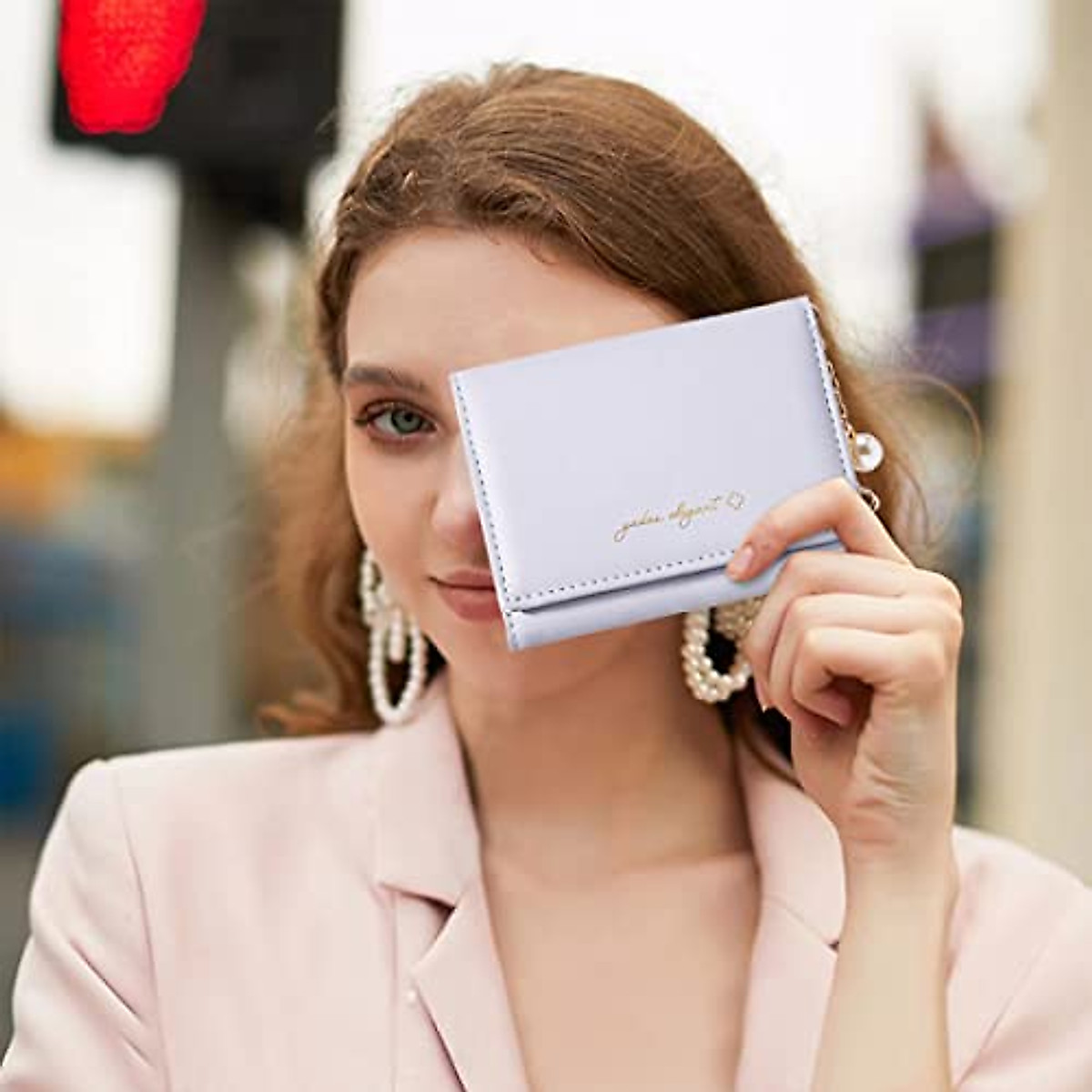 Sunwel Fashion Elegant Small Wallet with Chain Decoration Cash Credit Card Holder ID Window for Women Girls (PURPLE)