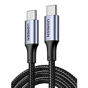 UGREEN 100W USB C to USB C Cable Type C Fast Charging Cable Compatible with MacBook Pro 2022, iPad Pro 2022, iPad Air 5, Samsung Galaxy S23/S22 Ultra, Pixel, Switch, etc. 6.6FT Black