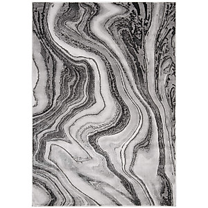 SAFAVIEH Craft Collection Area Rug - 8' x 10', Grey & Silver, Modern Abstract Design, Non-Shedding & Easy Care, Ideal for High Traffic Areas in Living Room, Bedroom (CFT819G)