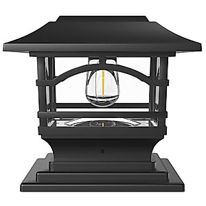 Davinci Lighting Edison Solar Outdoor Post Cap Lights - 4x4 5x5 6x6 - Bright LED Light for Fence Deck Garden or Patio Posts - Slate Black (1 Pack)