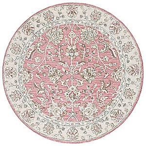 SAFAVIEH Glamour Collection 6' Round Pink / Beige GLM628U Handmade Premium Wool Area Rug