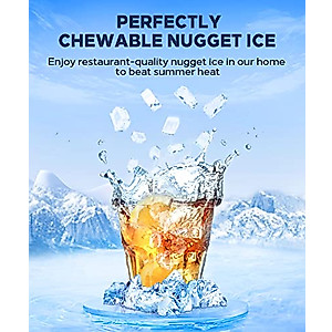 Kndko Nugget Ice Maker,Self Dispensing Pellet Ice Maker,44lbs/24H, Self Cleaning Ice Maker,3.3lbs Ice Storage,Nugget Ice Maker Dispenser,Countertop Nugget Ice Maker for Home Kitchen Bar Party Black