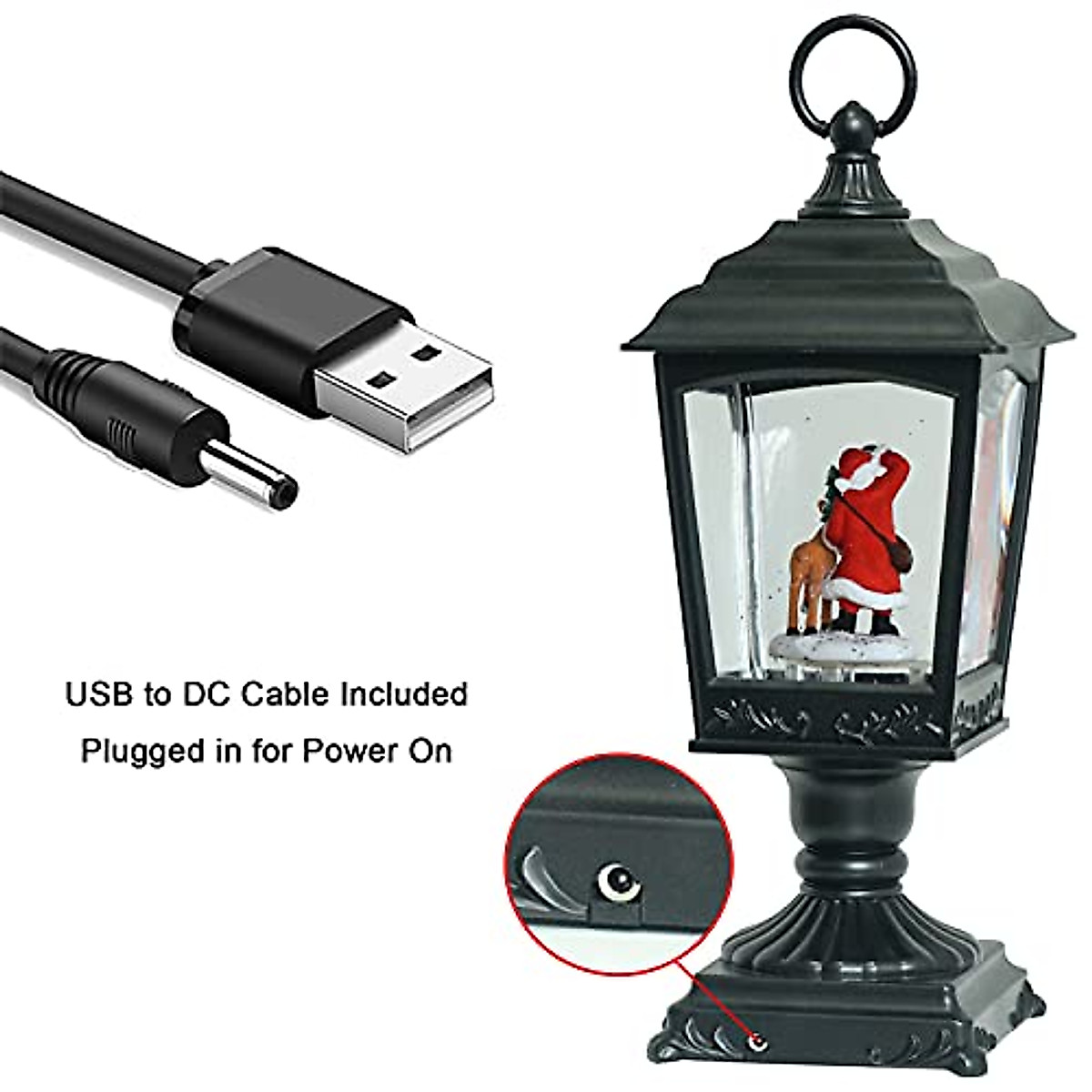 Eldnacele Christmas Musical Snow Globe Lantern Santa with 6H Timer, USB/Battery Operated Lighted Water Glittering Lantern for Adults and Kids Christmas Table Centerpiece Decoration