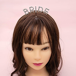 AUEAR, Rhinestone Bride Headband Elegant Bride Crown Bachelorette Party Headbands (Silver)