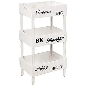 Signature Design by Ashley Yulton Farmhouse Shelf with Storage Trays, Antique White