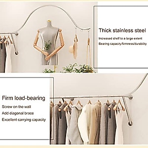 Clothes Rack Boutique display rack, Clothing Store Display Furniture wall mounted Clothes hanging rack, Heavy Stainless Steel Pipe garment Shelves System, Home Creative Silver Hanger Rod