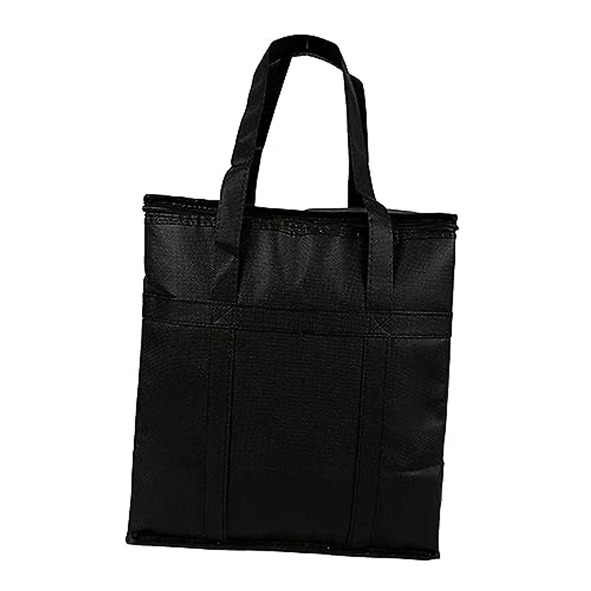 JISADER Insulated Grocery Bags Reusable Bags with Handles Heavy Duty Food Container Insulated Food Delivery Bag Shopping Bag for Camping Travel BBQ, Black With Bottom