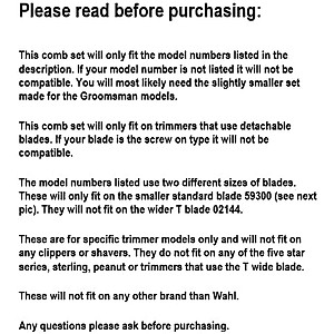 Replacement Beard Stubble Guide Comb Set for Wahl All in One Lithium Ion Trimmer 59300 (View Photos and Description for Compatible Models and Blade Size)