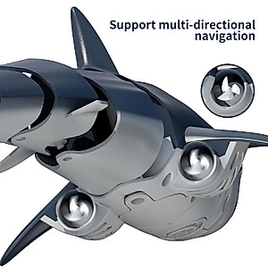 TEMI Remote Control Shark Toys, 1:18 High Simulation Scale Fish with Light and Spray Water for Lake Bathroom Pool Christmas Birthday Gift Electric RC Boat for Kids Ages 6+ Boys