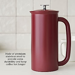 ESPRO P7 French Press - Double Walled Stainless Steel Insulated Coffee and Tea Maker (Cranberry, 32 Ounce)