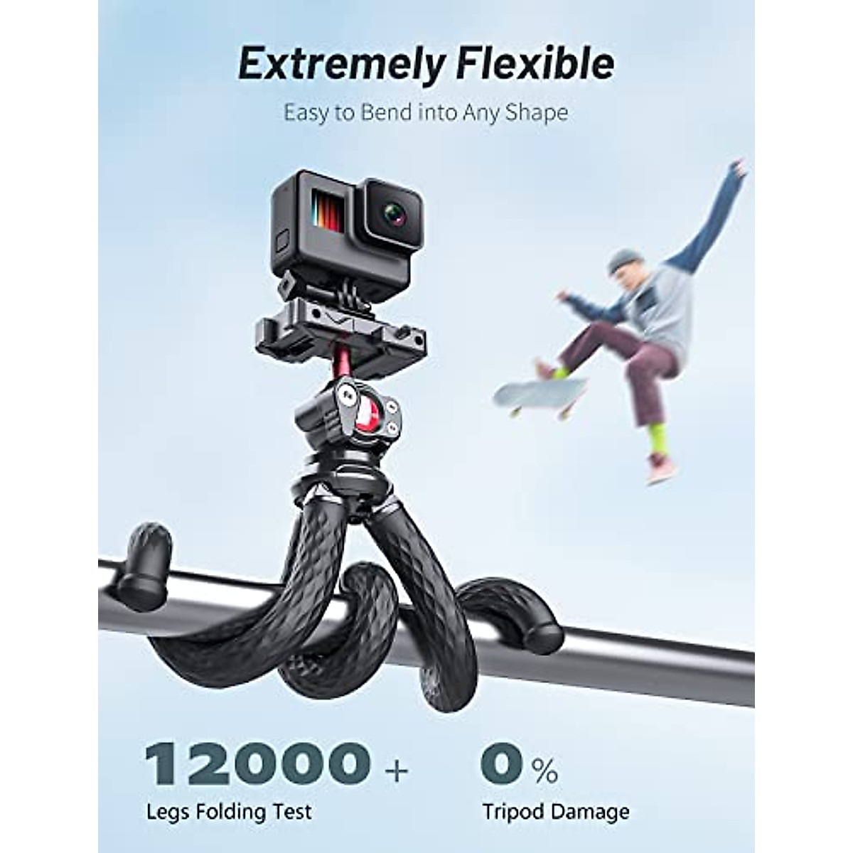 Phone Tripod Stand with Upgraded Phone Clip, Tupwoon Flexible Tripod for iPhone and Android Cell Phone, Portable Phone Stand for Video Recording, Camera, GoPro