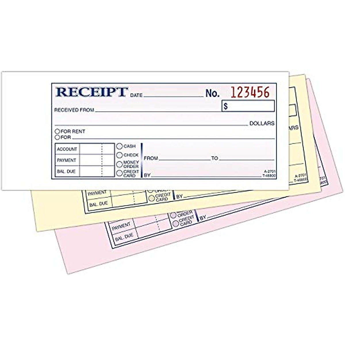 Adams Money/Rent Receipt Book, Carbonless, 3-Part, 2-3/4 x 7-3/16 Inches, 50 Sets per Book, Pack Of 6