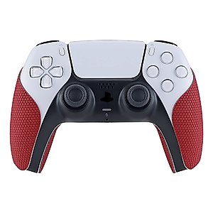 eXtremeRate PlayVital Red Anti-Skid Sweat-Absorbent Controller Grip for ps5 Controller, Professional Textured Soft Rubber Pads Handle Grips for ps5 Controller