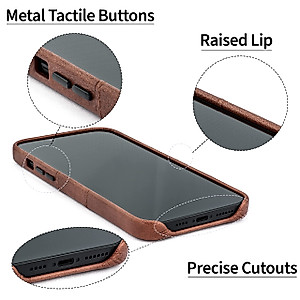 Dockem Card Case for iPhone 14 Pro Max with Built-in Metal Plate for Magnetic Mounting & 2 Pockets: Exec M2 Premium Synthetic Leather Wallet Case (iPhone 14 Pro Max, Brown)