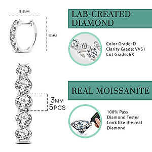 Anbamahong Moissanite Hoop Earrings Lab Created Diamond 925 Sterling Silver Huggie Hoops for Men Women Jewelry Gifts