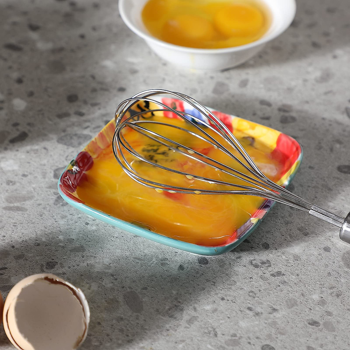 Colorful Hand Painted Spoon Rest - 4.75 Inches Ceramic Spoon Holder for Kitchen Counter Stove Top, Dishwasher Safe, Multicolor
