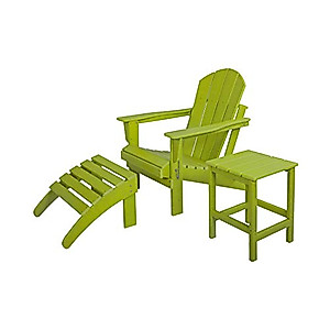 WestinTrends Malibu Outdoor Lounge Chairs, 3-Pieces Adirondack Chair Set with Ottoman and Side Table, All Weather Poly Lumber Patio Lawn Folding Chair for Outside Pool Garden Backyard, Lime