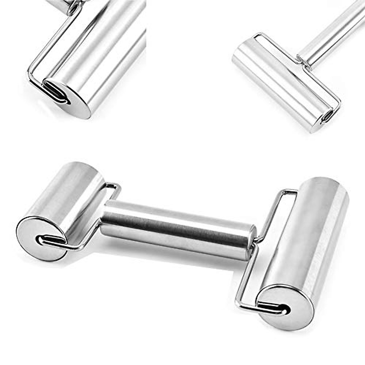Mazaashop Pastry Pizza Roller Smooth Non Stick Stainless Steel Rolling Pin for Home Baking Cooking
