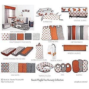 Bacati PFOGCPC1 Playful Foxs Arrows Changing Pad Cover, Orange/Grey