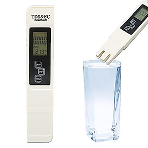 FECAMOS Water Testing Pen, Temperature Compensation Compact Portable Horizontal Display Water Tester Backlight Function White for Hydroponics