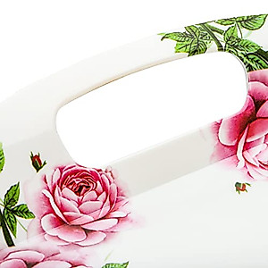 ZEAYEA 3 Pack Melamine Serving Tray, Large Serving Platter with Handle for Eating, 16" x 11.4" Rectangular Stackable Food Tray with Floral Print for Home, Party, Restaurant, Picnic