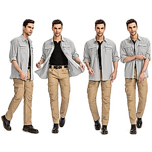 Men’s Long Sleeve Shirts UV UPF 50 Sun Protection Hiking Fishing Safari Shirt Quick Dry Cool Utility Blouse (5052 Light Grey M)