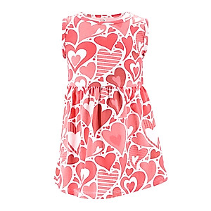 Unique Baby Girls Red Double Hearts Party Dress (6Y, Red)