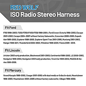RED WOLF Car ISO Radio Wiring Harness Adapter Select for Ford Fiesta 2009-2013, Volvo C30 XC90 2002-2004, Landrover Discovery Defender 2009-2014 Vehicle Aftermarket Stereo Wire Standard Cable Plug