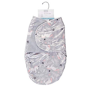 Hudson Baby Unisex Baby Plush Swaddle Wrap, Gray Unicorn, 0-3 Months