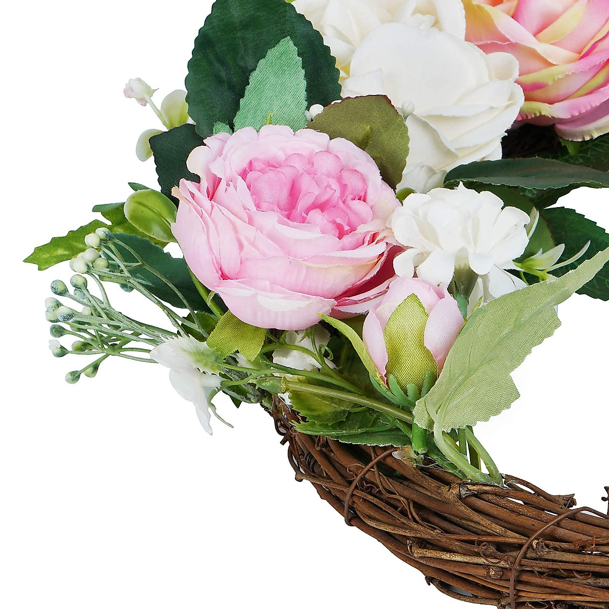 Martine Mall 14In Artificial Peony Flower Wreath Half Circle Wreath Front Door Wreath for Spring Summer Floral Wreath with Eucalyptus Leaves Home Garden Party Wedding Mother Valentines Day Decor