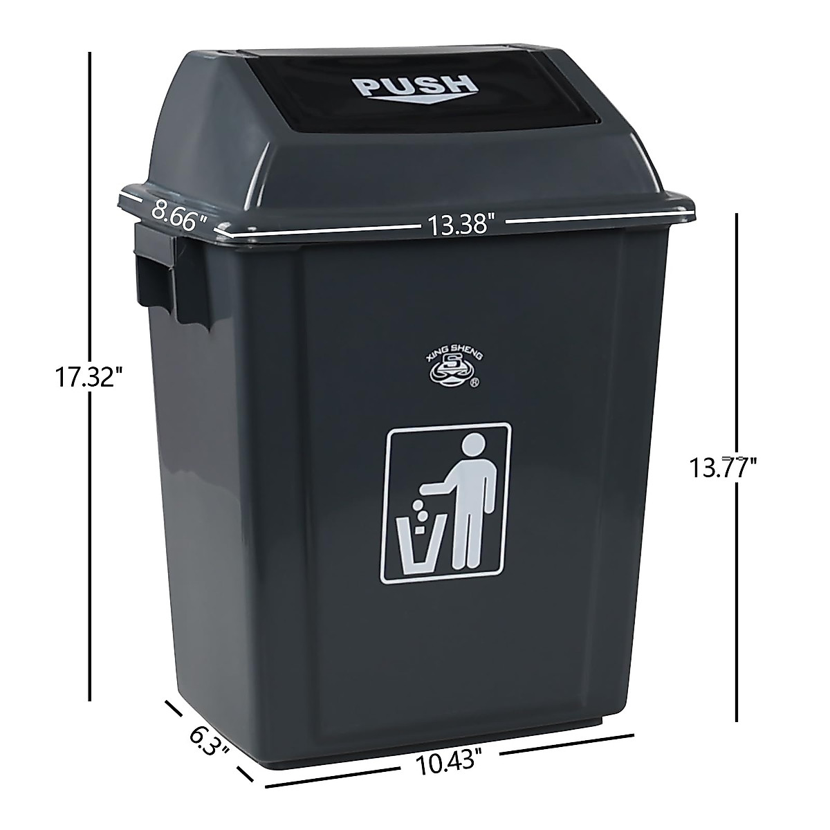 Xeabia 6 Gallon Plastic Trash Can, Plastic Garbage Can with Swing Lid, 4 Packs