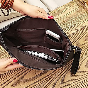 NIGEDU Oversized Clutch Bag Purse Women PU Leather Crossbody Shoulder Bags Studded Wristlet Handbag Rivet Envelope Clutches (Black)