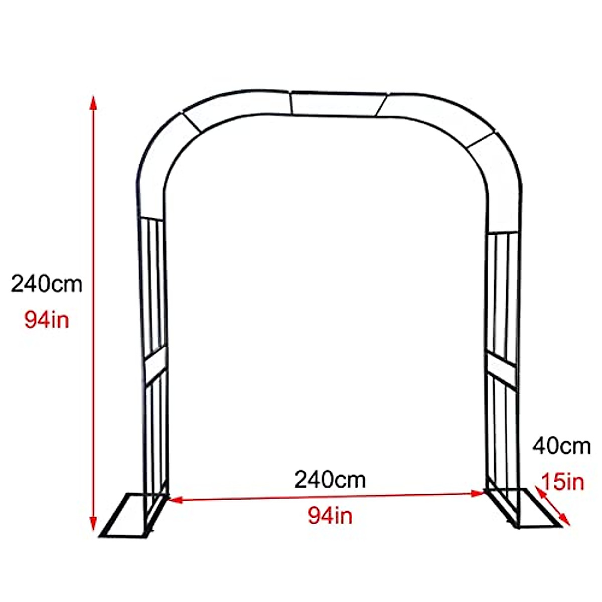 Heavy Duty Metal Garden Arch Wedding Rose Arch Arbor Trellis Archway(Color : Dark Green, Size : 2.6x2.4m/8.5x7.9ft) (Black 2.4x2.4m/7.9x7.9ft)