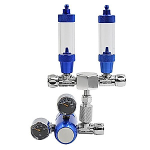 uxcell Silver Tone Metal 2 Way Splitter Regulator Valve for Aquarium Plant CO2 Tank
