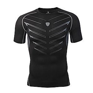 IEason Man Workout Leggings Fitness Sports Gym Running Yoga Athletic Shirt Top Blouse (S, Black)