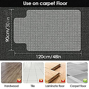 MONICAT Office Chair Mat for Carpet, Desk Chair Mat for Carpet, Computer Plastic Floor Mat for Carpet Chair Mat,Thick Sturdy Low and No Pile Office Floor Mat Studs Easy Glide(36" X 48" with Lip)