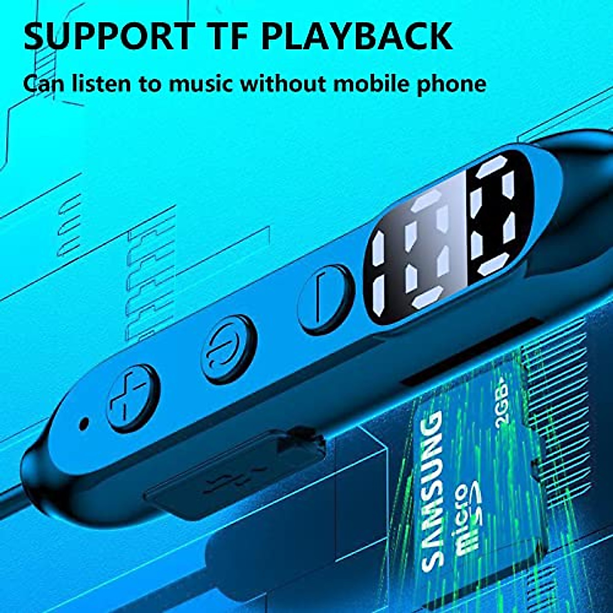 Neck Type Bluetooth 5.2 Headset - Noise Reduction Earbuds - High Capacity Intelligent Digital Display - Stereo Delay Free - Sports Bluetooth Headset