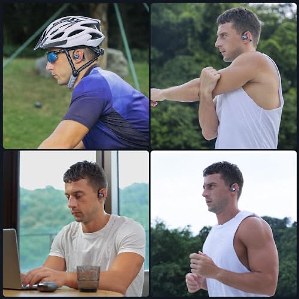 VoxSoul Open Ear Headphones - Lightweight Wireless Bluetooth 5.3 Headphones with 2 Microphone, Open Ear Earbuds Design for Long-Lasting Comfort, 55H Play Time Crystal-Clear Calls for Driving Black