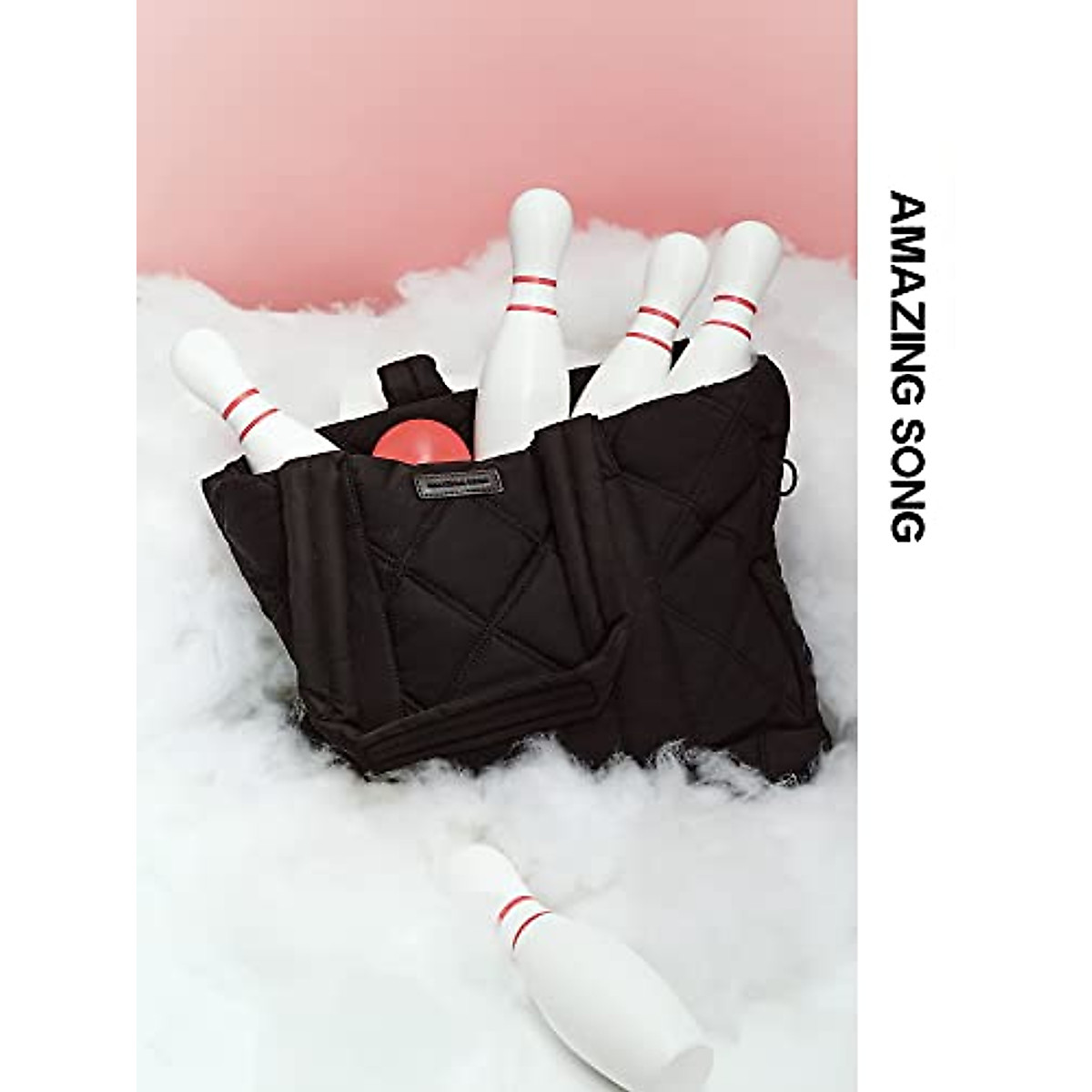 Amazing Song Large Quilted Tote Bag for Women, Puffer Shoulder Bag Designer Handbag Work Shopper with Zipper Down Tote, Soft Black